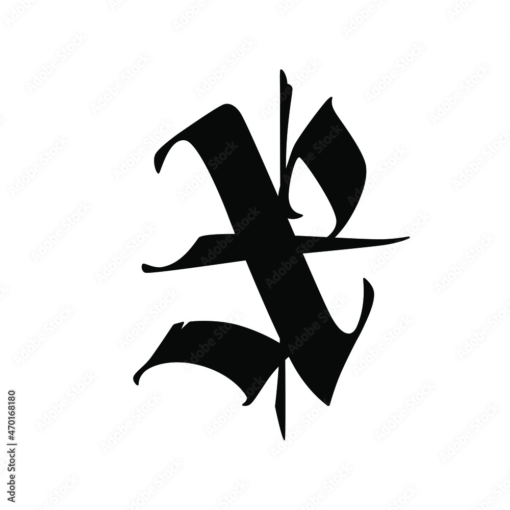 Letter x in the Gothic style. Vector. Alphabet. The symbol is isolated ...