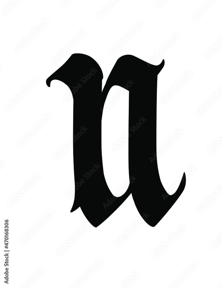 Letter n in the Gothic style. Vector. Alphabet. The symbol is isolated ...