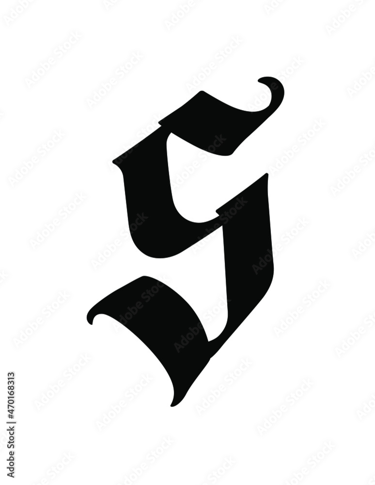 Letter s in the Gothic style. Vector. Alphabet. The symbol is isolated ...