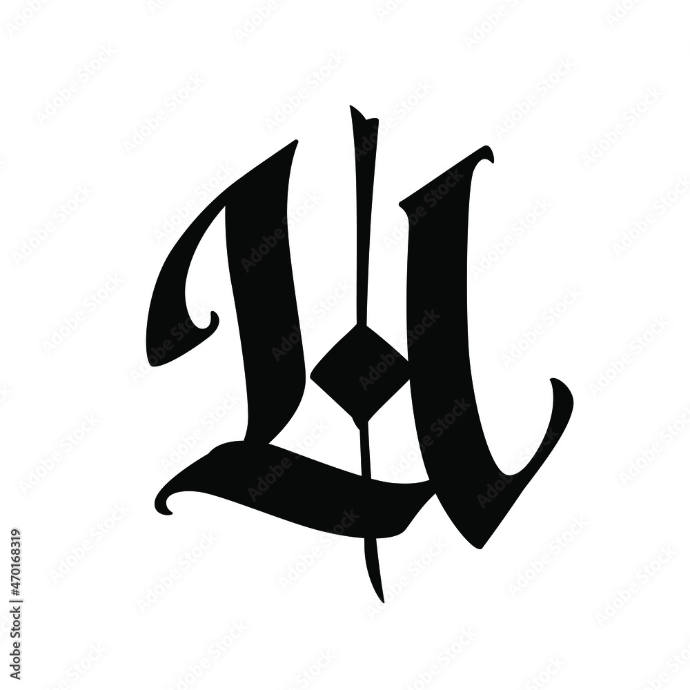 Letter u in the Gothic style. Vector. Alphabet. The symbol is isolated ...