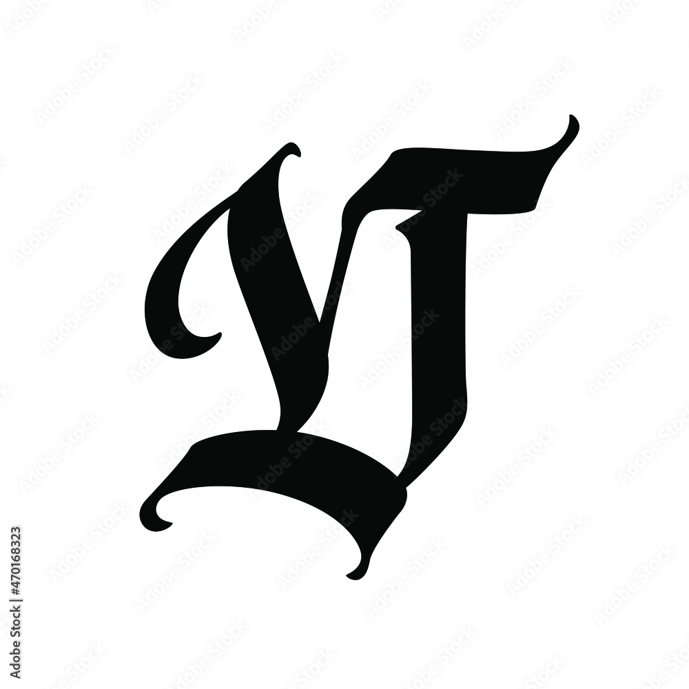 Letter v in the Gothic style. Vector. Alphabet. The symbol is isolated ...