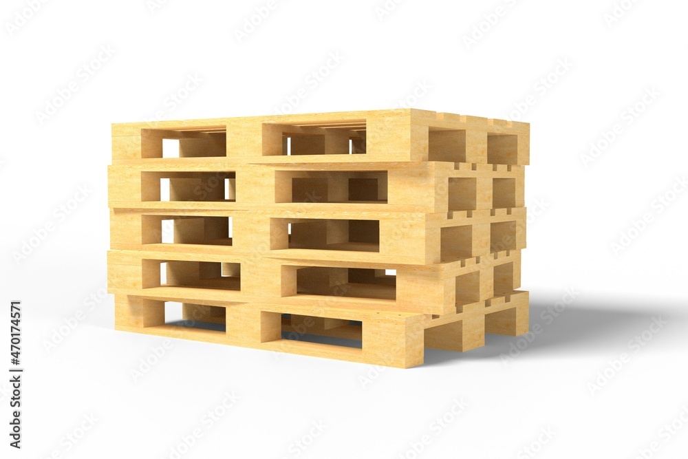 3d render illustration wooden pallets isolated on white background ...