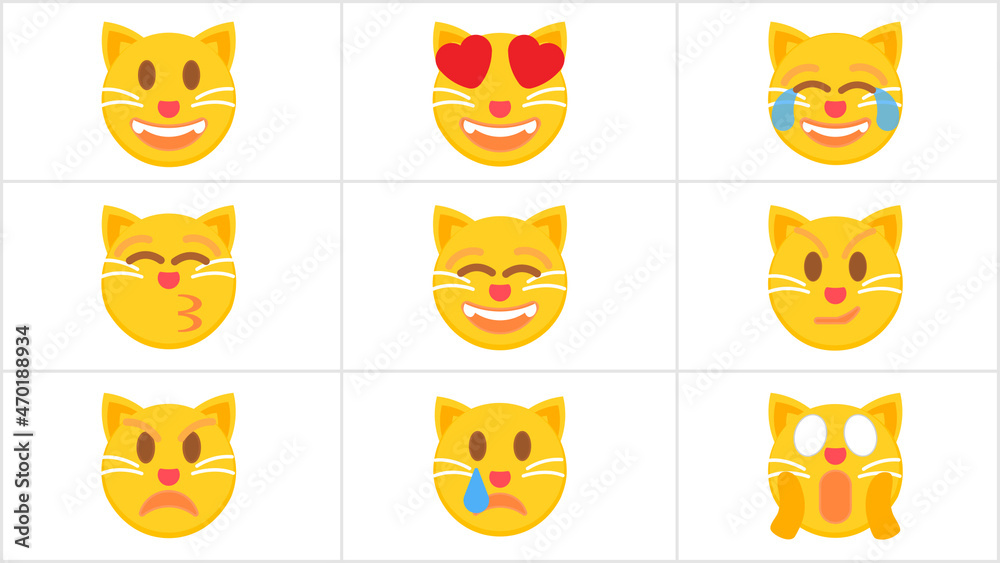 Yellow Cat Face Emoticons Video Overlay Stock Template | Adobe Stock