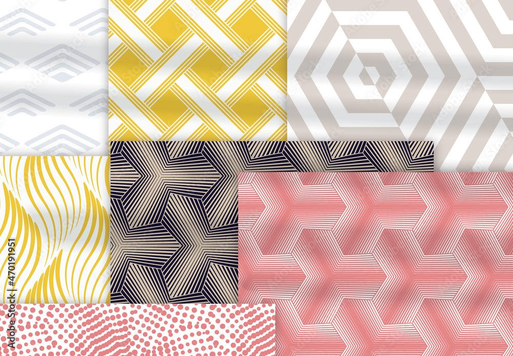 Pastel Colored Simple Geometric Seamless Pattern Collection Stock ...