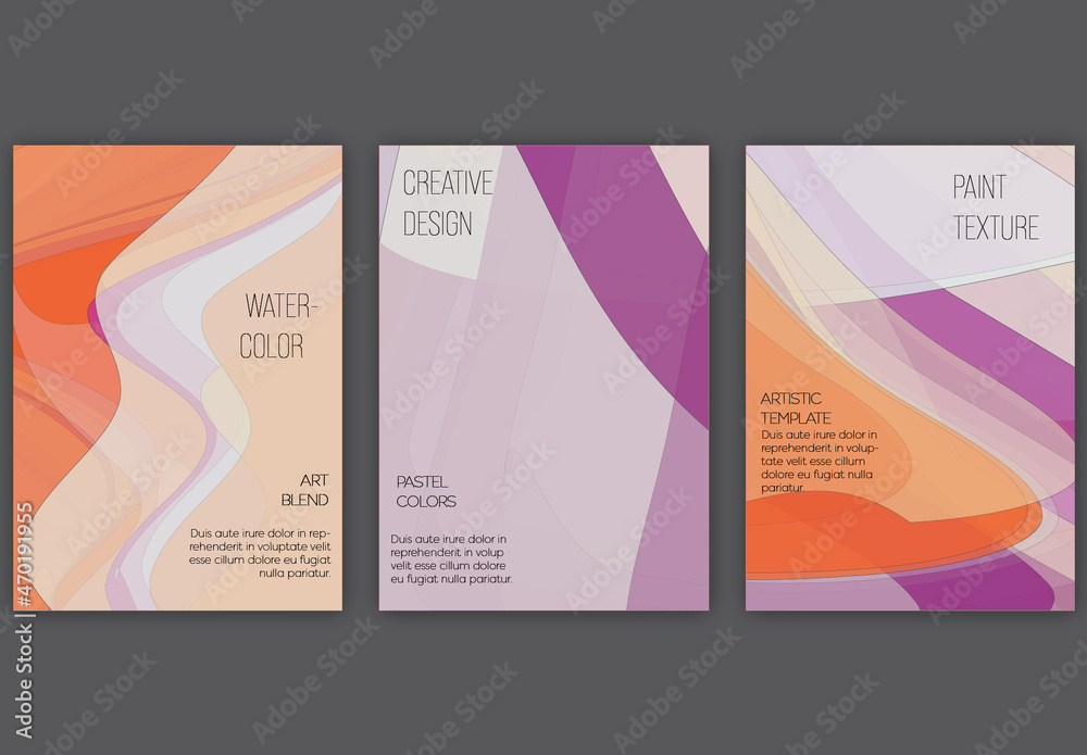 Flyer Layout with Abstract Overlapping Pastel Transparent Shapes Stock ...