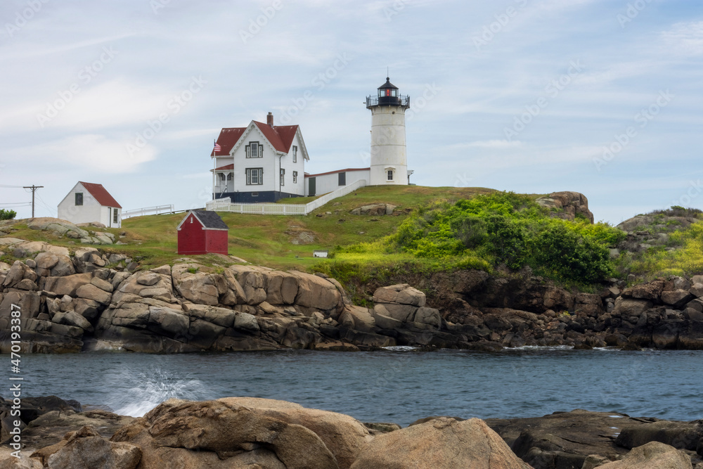 Cape Neddick Lighthouse, Nubble Light, at York Maine, New England, USA ...