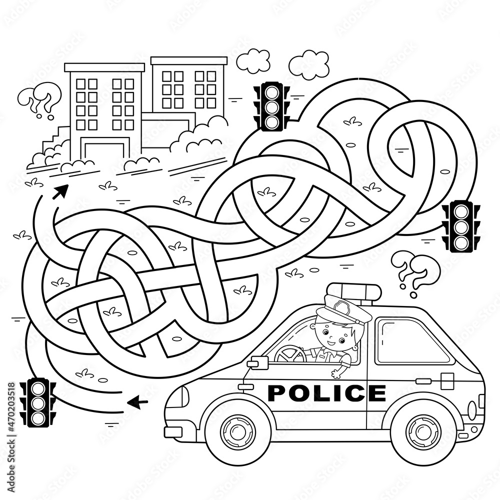 Maze or Labyrinth Game. Puzzle. Tangled road. Coloring Page Outline Of ...