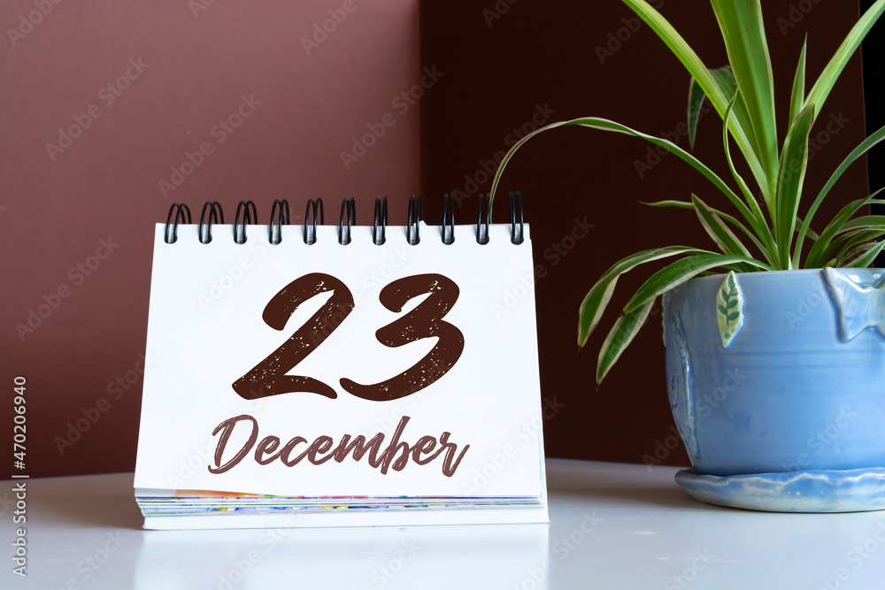 December 23. 23th day of the month, calendar date. Winter month, day of ...
