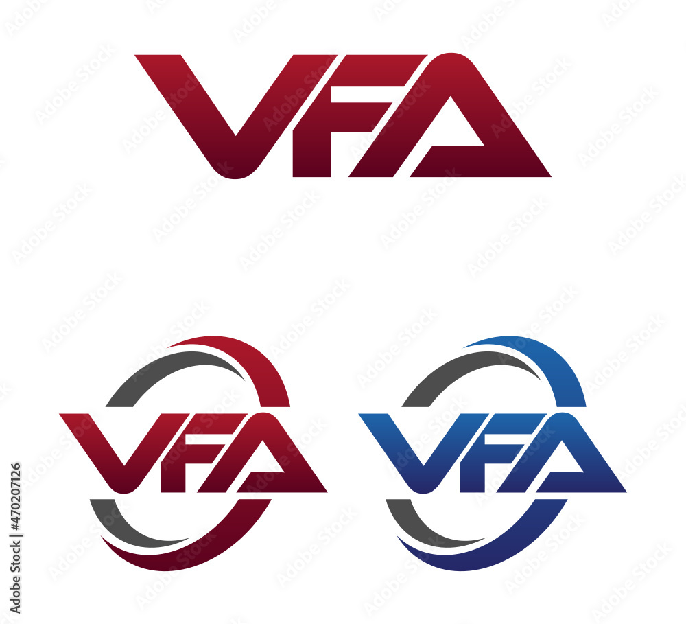 Modern 3 Letters Initial logo Vector Swoosh Red Blue VFA Stock Vector ...