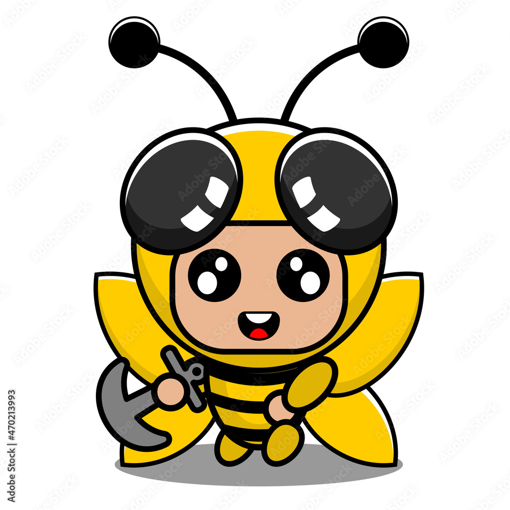 vector cartoon character mascot costume animal bee cute insect throwing ...