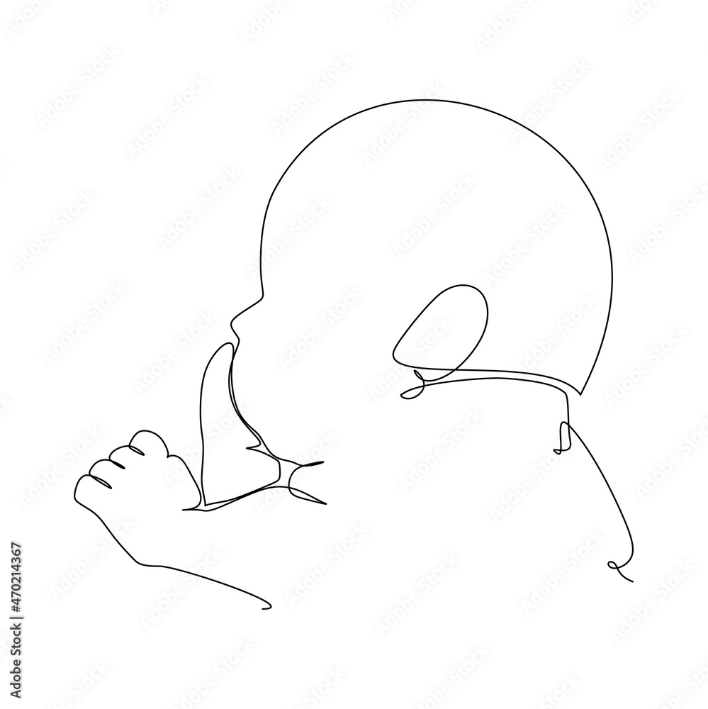 Continuous line drawing of a Cute baby. Vector illustration. Concept ...