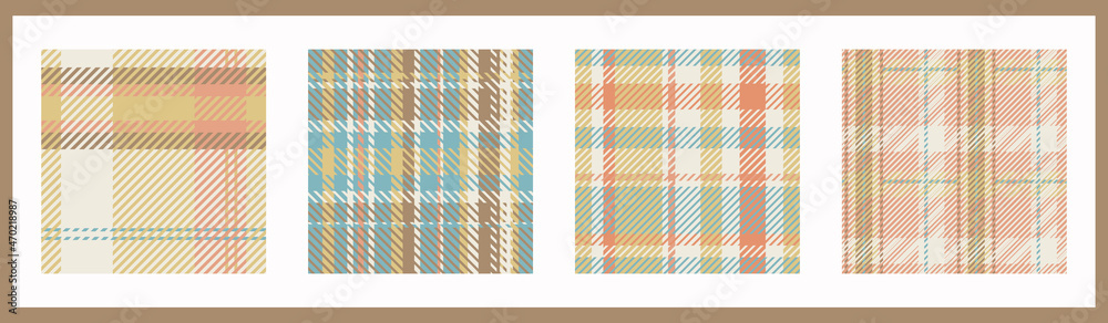 Gender neutral seamless plaid vector pattern collection. Gingham baby ...