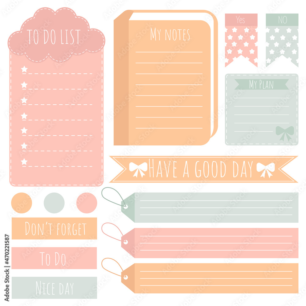 Cute paper notes. Stationary set. Scrapbook notes and cards.Printable ...