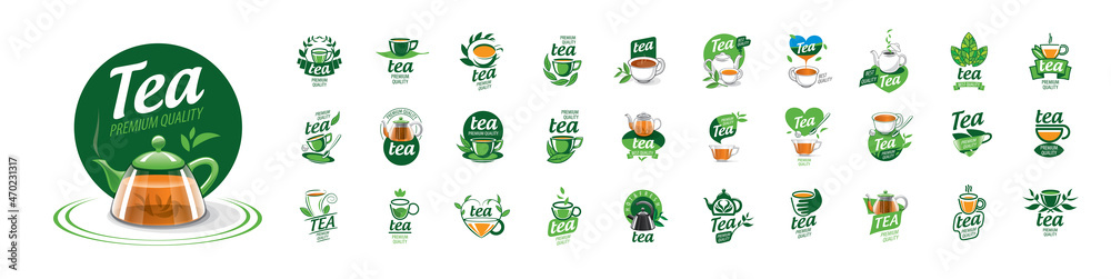 Set of vector Tea logos on a white background Stock Vector | Adobe Stock