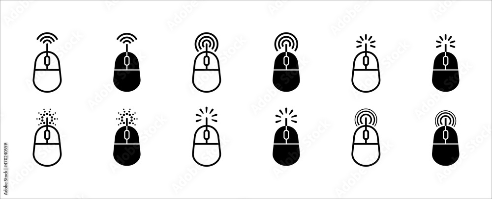 Mouse click cursor icon set. Computer mouse cursor pointer symbol icons ...