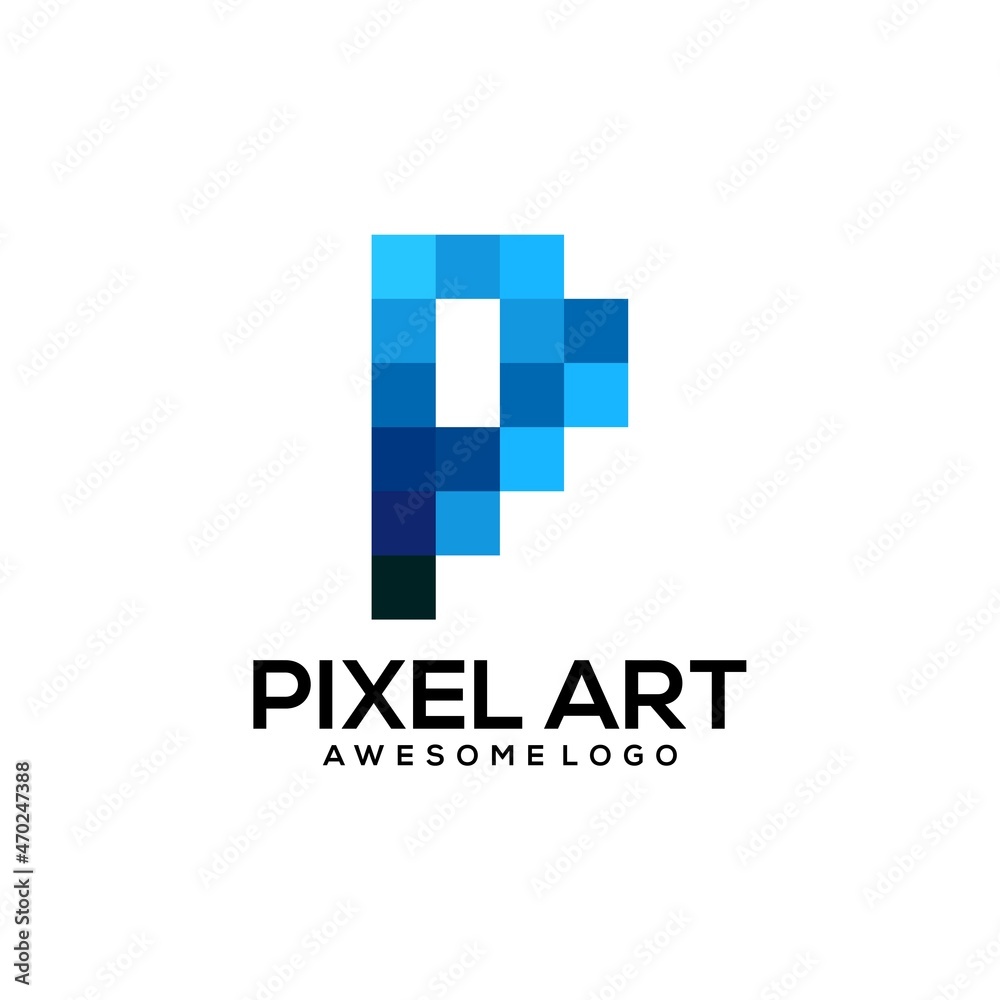 letter p logo pixel art style illustration Stock Vector | Adobe Stock