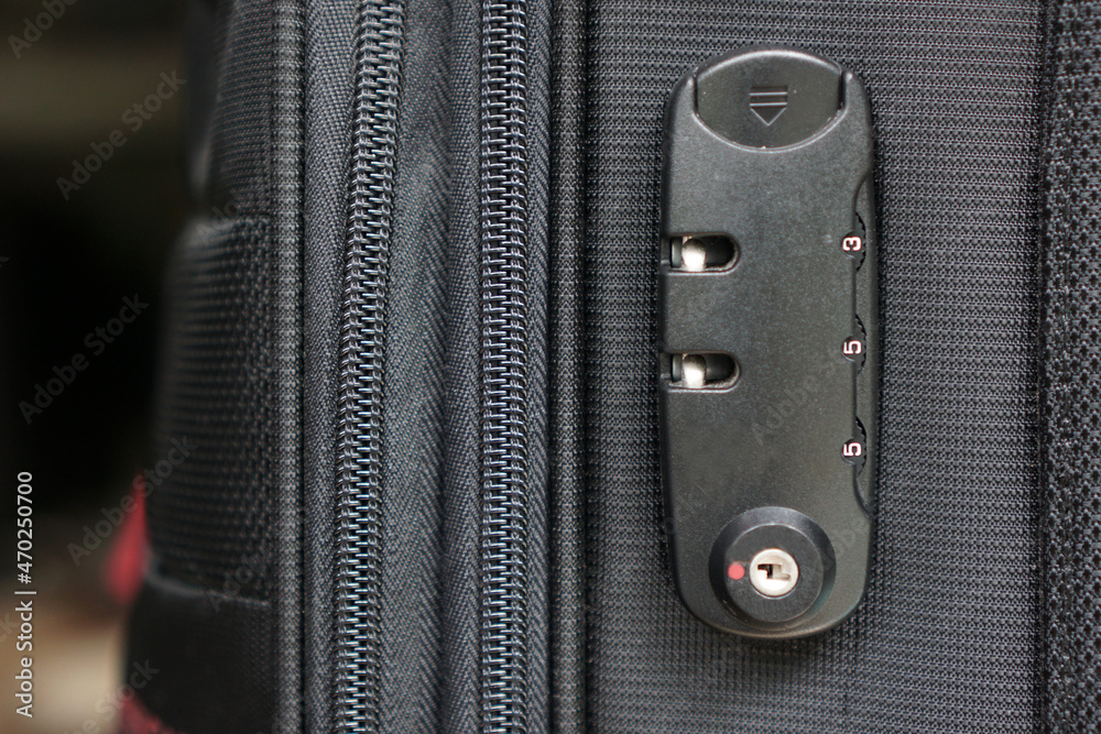 Safety lock on suitcase zipper with number combination method Stock ...
