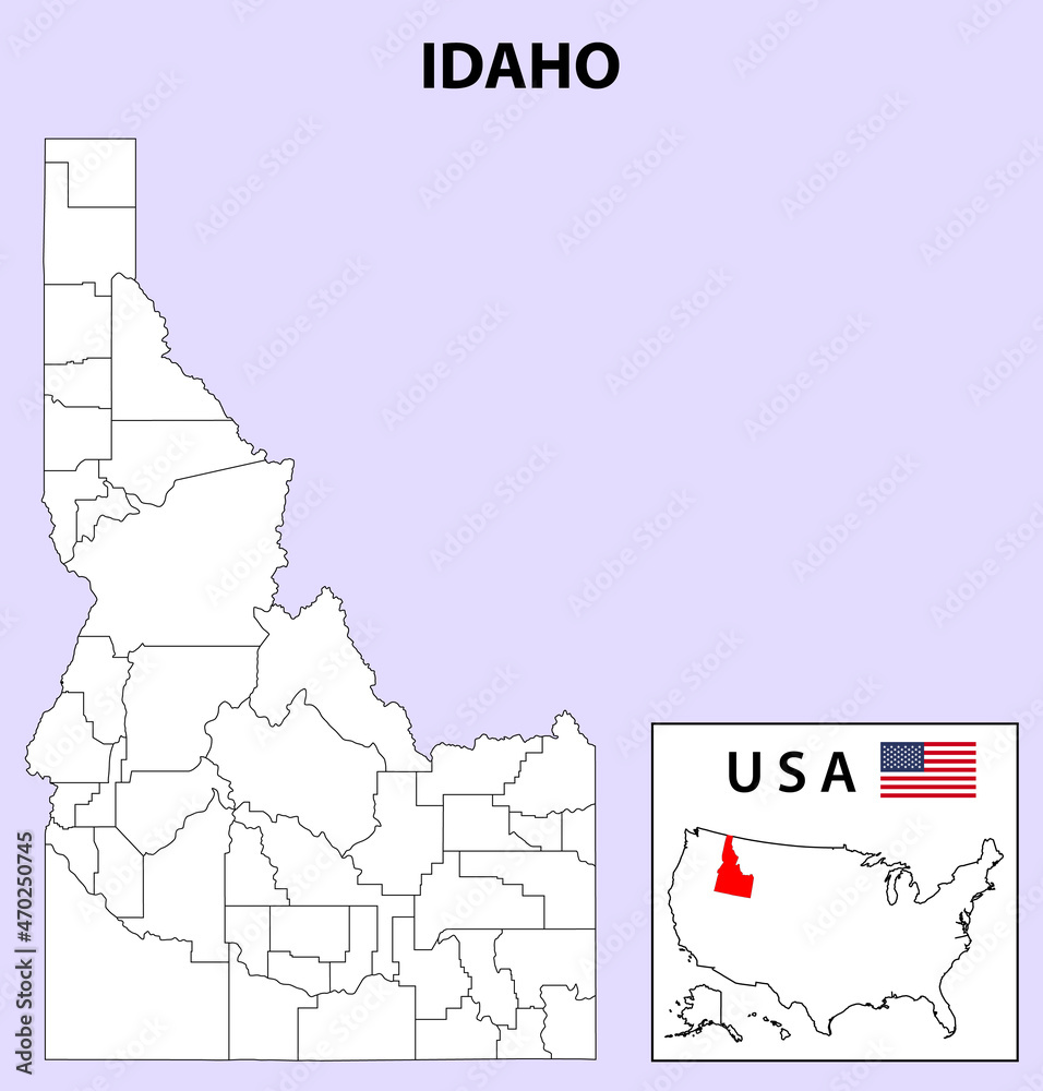 Idaho Map. State and district map of Idaho. Administrative and ...