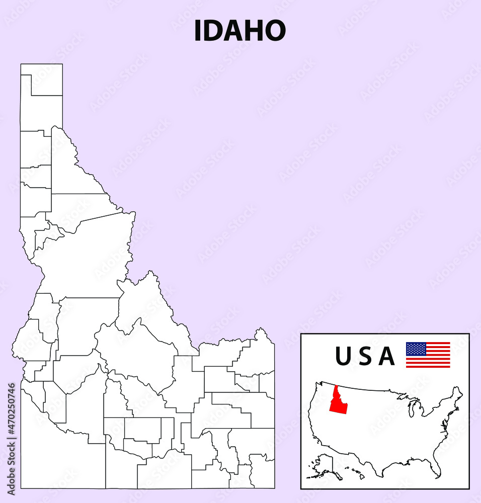 Idaho Map. State and district map of Idaho. Administrative and ...