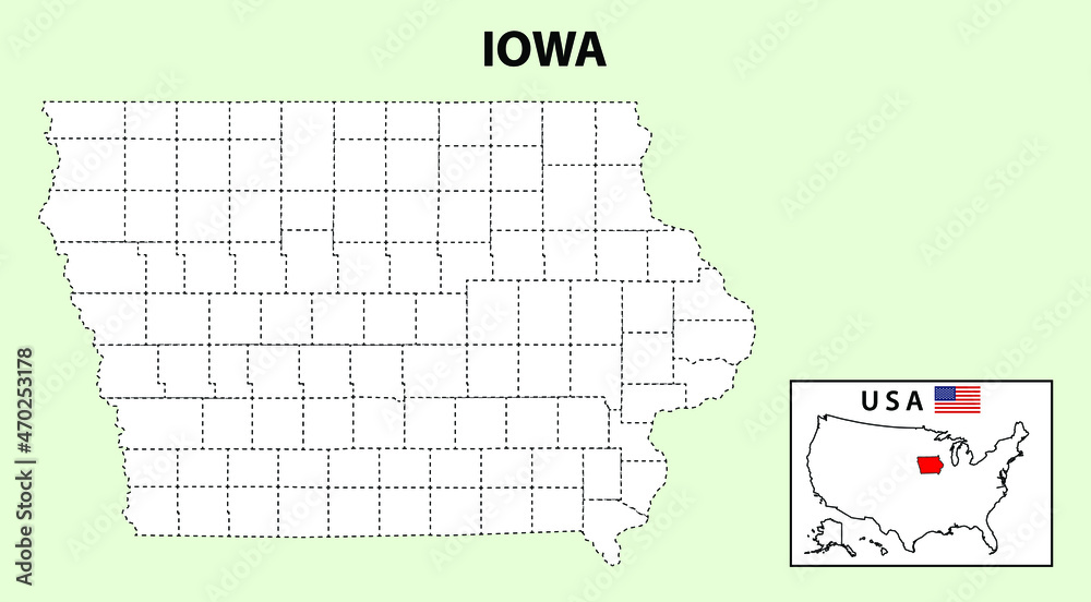 Iowa Map. State and district map of Iowa. Political map of Iowa with ...
