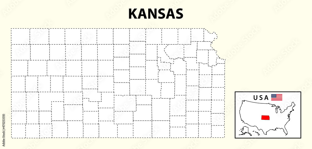 Kansas Map. State and district map of Kansas. Administrative map of ...