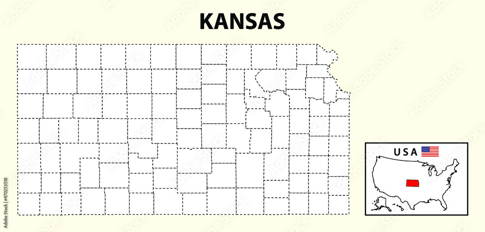 Kansas Map. State and district map of Kansas. Administrative map of ...