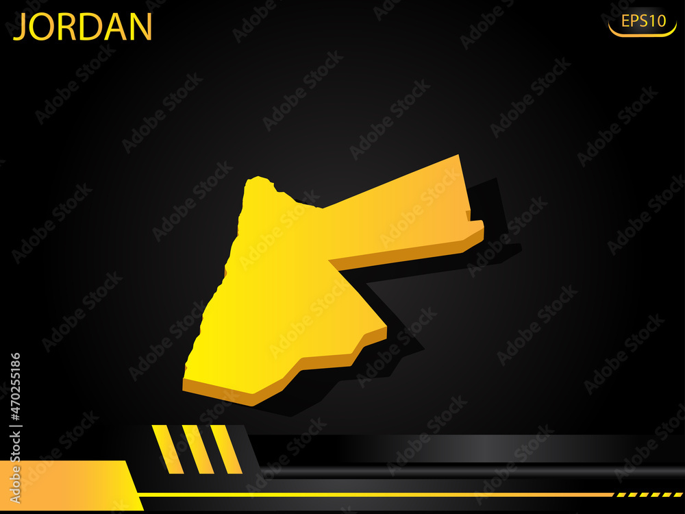isometric map yellow of Jordan on background yellow black frame design ...
