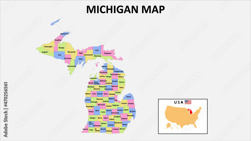 Michigan Map. District map of Iowa in 2020. District map of Michigan in ...