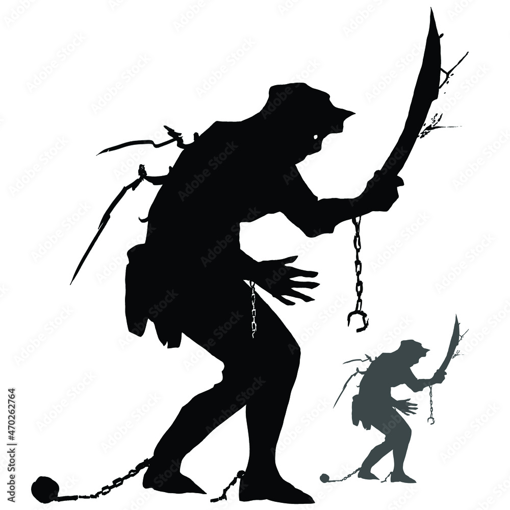 vector drawing of a black silhouette on a white background. an ...
