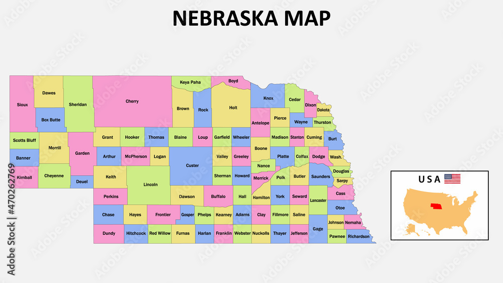 Nebraska Map. District map of Nebraska in 2020. District map of ...