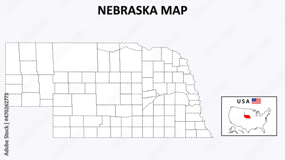 Fototapeta mapa świata dla dzieci Nebraska Map. State and district map ...