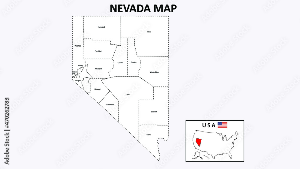 Nevada Map. State and district map of Nevada. Administrative map of ...