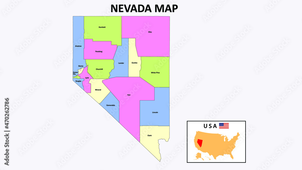Nevada Map. District map of Nevada in 2020. District map of Nevada in ...