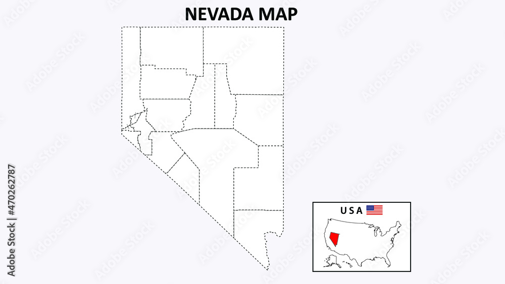 Nevada Map. State and district map of Nevada. Political map of Nevada ...