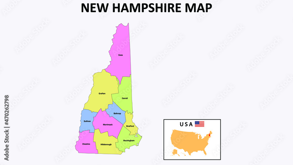 New Hampshire Map. District map of New Hampshire in 2020. District map ...