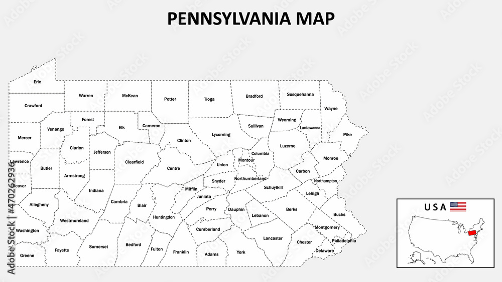 Pennsylvania Map. State and district map of Pennsylvania ...