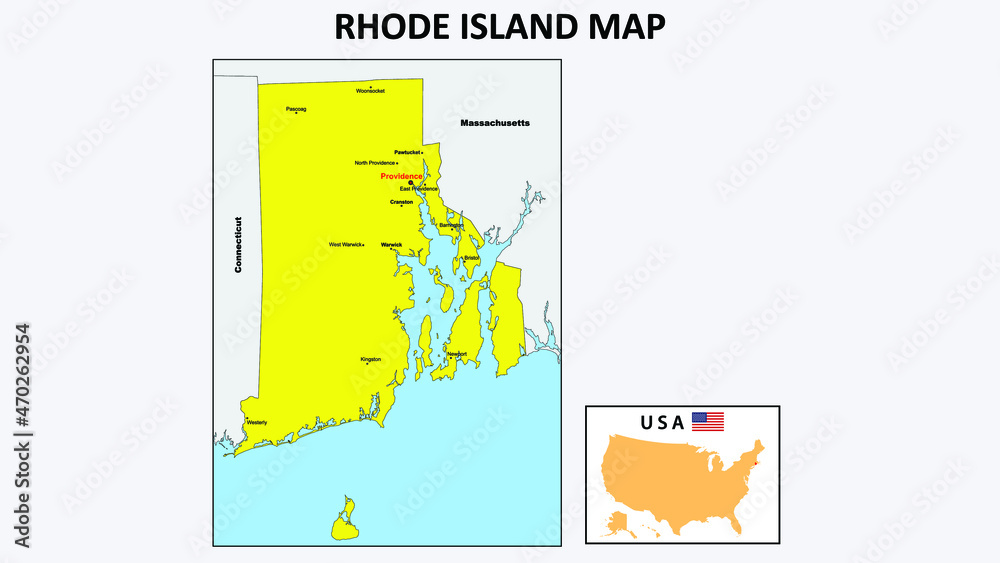 Vetor de Rhode Island Map. State and district map of Rhode Island ...
