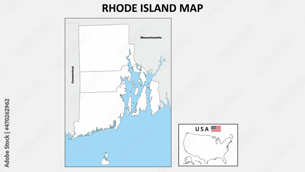 Rhode Island Map. Political map of Rhode Island with boundaries in ...