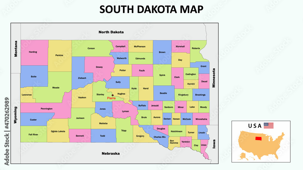 North Dakota Map. State and district map of North Dakota. Political map of North Dakota with ...