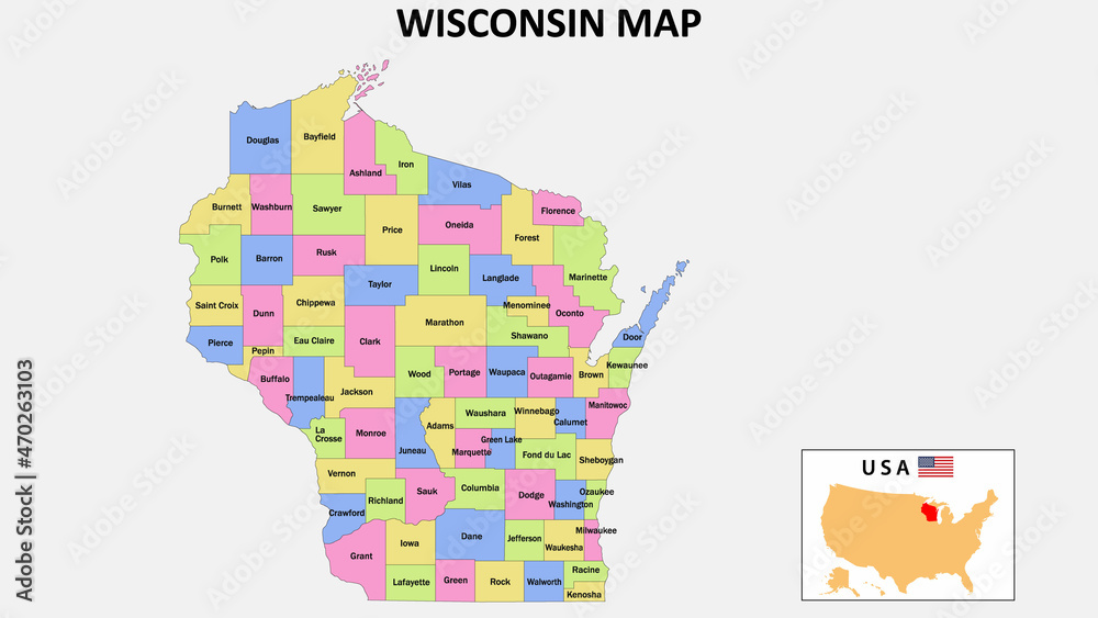 Wisconsin Map. District map of Wisconsin in District map of Wisconsin ...