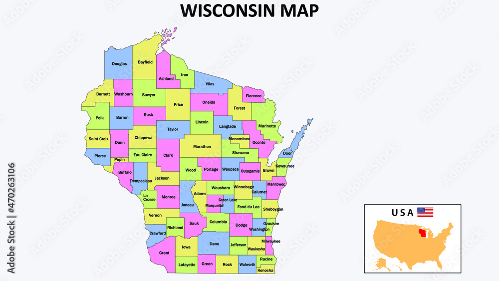 Wisconsin Map. District map of Wisconsin in District map of Wisconsin ...