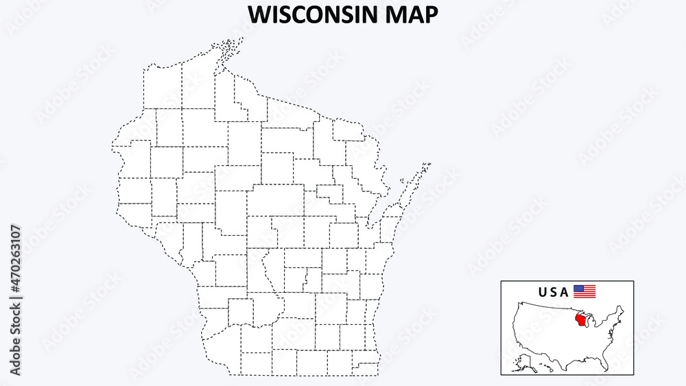 Wisconsin Map. State and district map of Wisconsin. Political map of ...