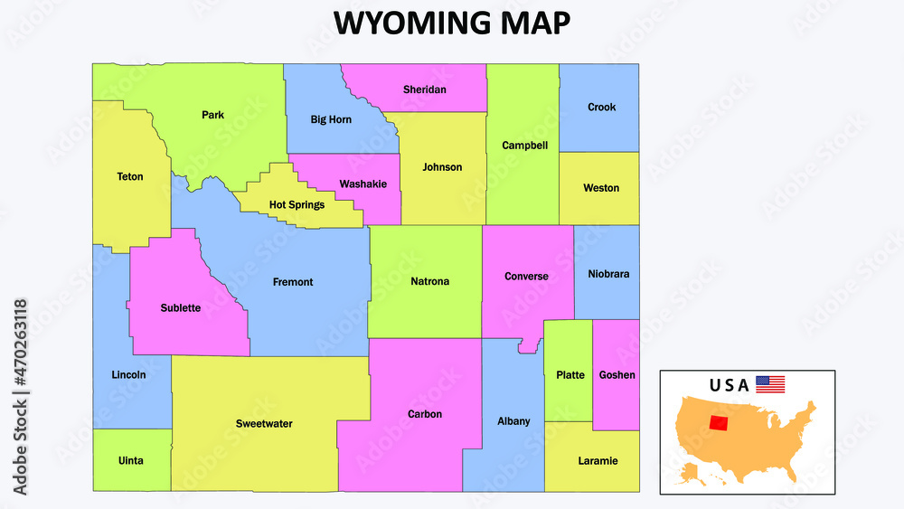 Wyoming Map. District map of Wyoming in District map of Wyoming in ...