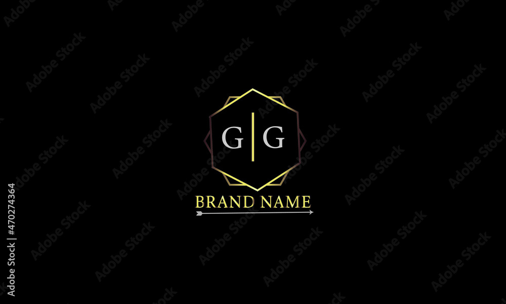 GG is unique luxury logo with a attractive golden color and black ...