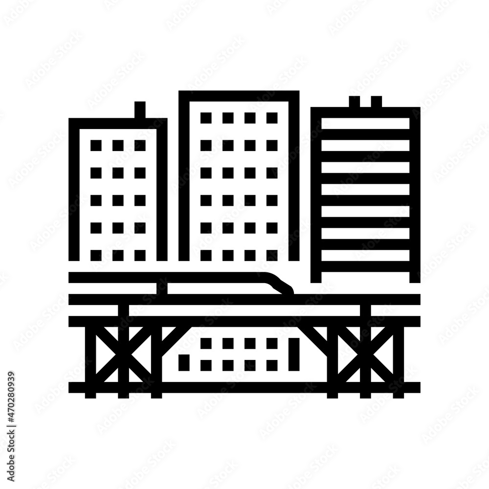 metro tram electric train transport station line icon vector. metro ...