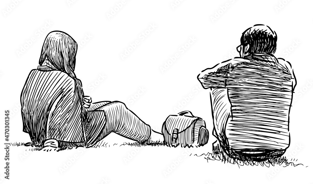 Sketches Of People Sitting
