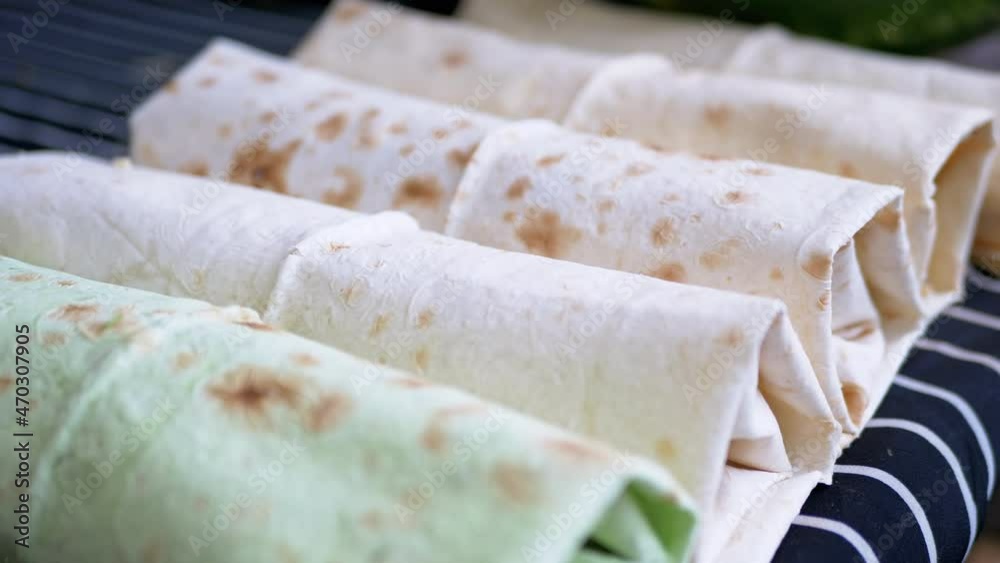 Prepared, Wrapped in a Pita Roll, Shawarma Lies on the Table in the ...