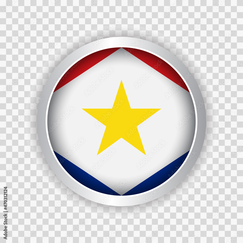 Flag of Saba on round button on transparent background element for ...