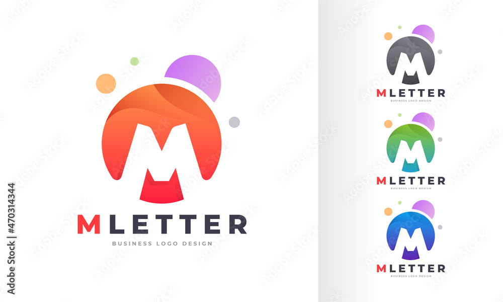 Gradient Initial Letter M Round Circle Colorful Bubble Editable Logo ...