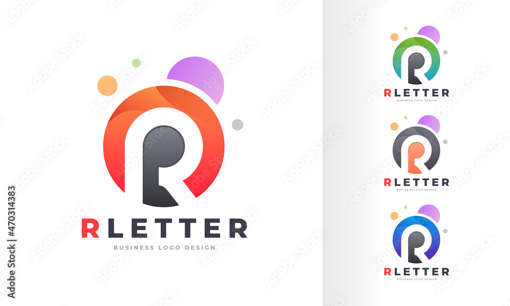 Gradient Initial Letter R Round Circle Colorful Bubble Editable Logo ...